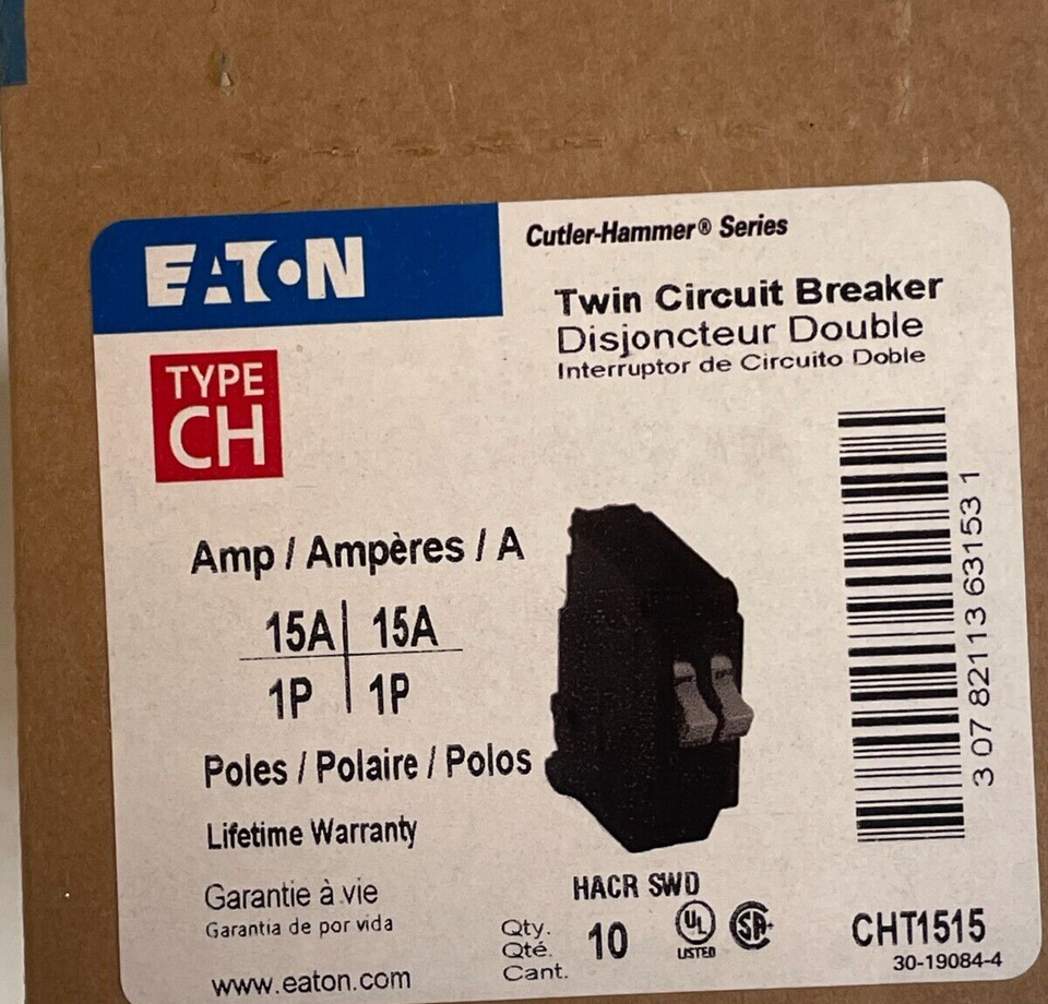 Eaton CHT1515 Twin Circuit Breaker 10 Breakers Per Box | eBay