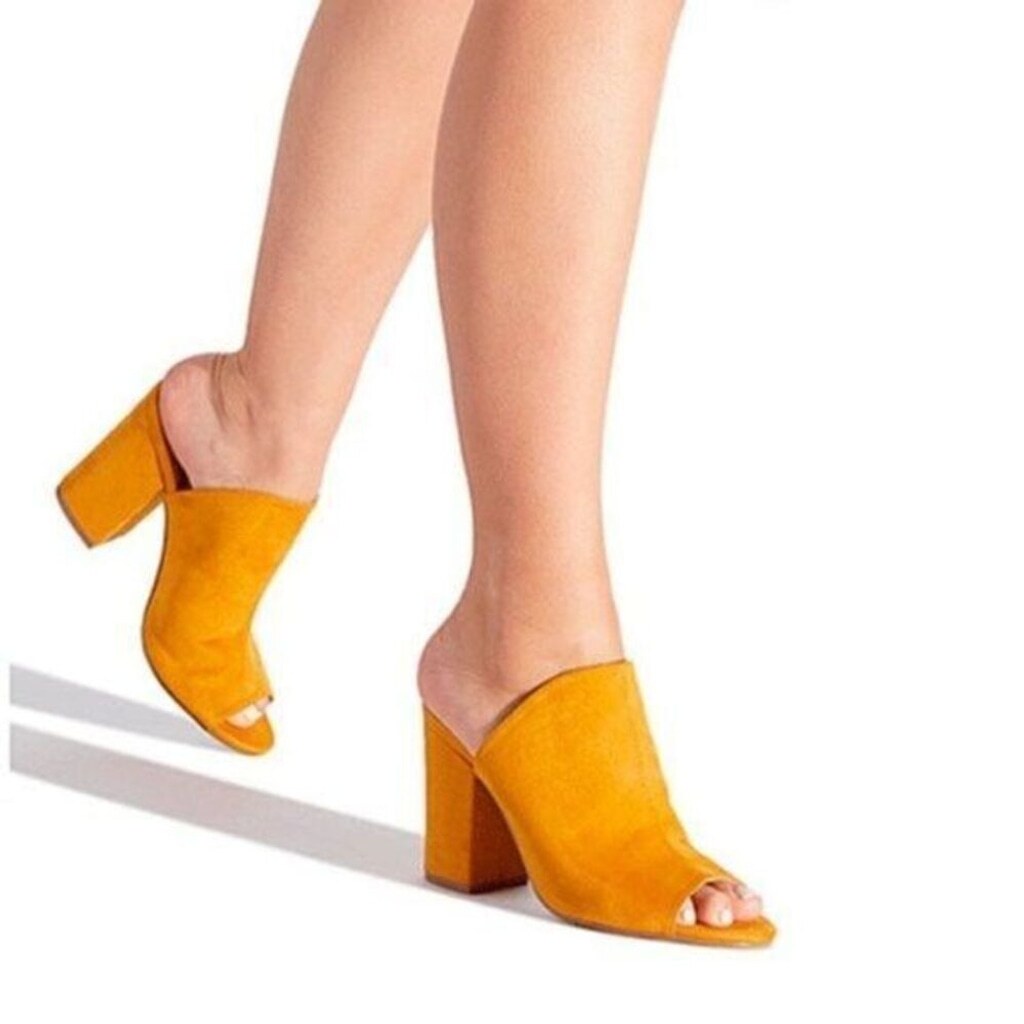 Mustard Esther Heeled Slide Mule Shoes Size 7.5 - Gem