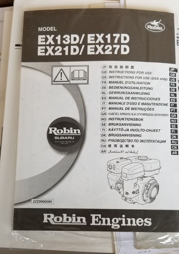 Robin Engine EX13D/EX17D/EX21D/EX27D Instruction Manual #2ZZ9990086 ...