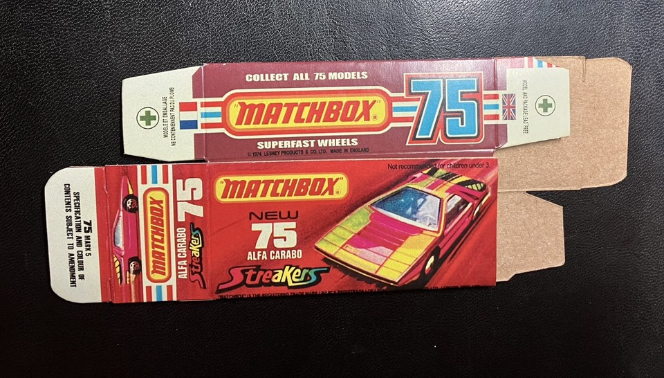 Matchbox Superfast Streakers #75 Alfa Carabo '74-'76 Type K Repro Box ...