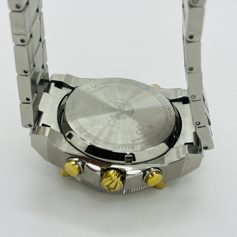 Bulova Men's Precisionist Chronograph Silver 30ATM 262khz Watch 98B228 ...