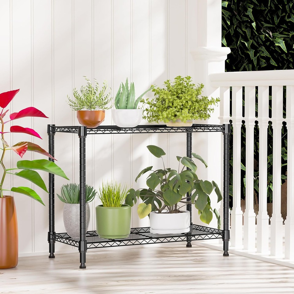 220 lbs 2 Tier Multi-Functional Storage Shelf, Metal Wire Shelving Unit ...