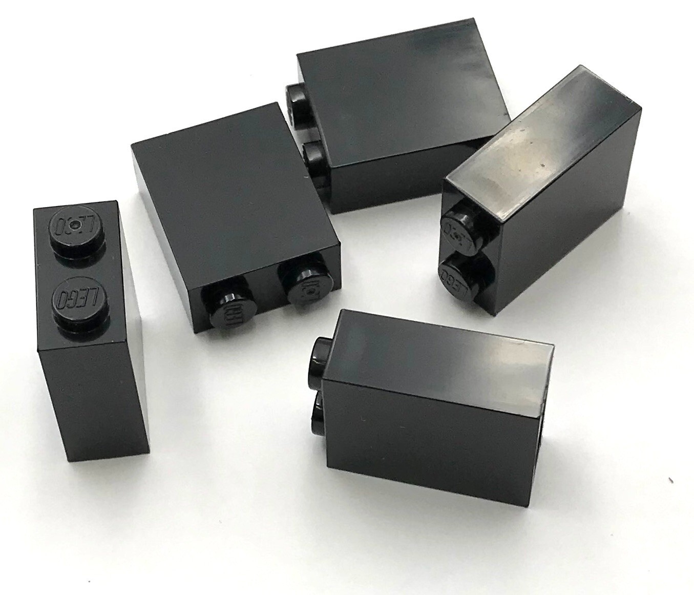 Lego 5 New Black Bricks Building Blocks 1 x 2 x 2 w/ Inside Stud Holder ...