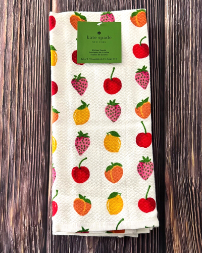 Kate Spade Set of 3 Kitchen Towels Various Fruit 17"X28" 100% Cotton | eBay