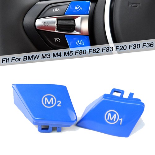 Lenkung Rad Blau M1 M2 Taste Abdeckung For BMW M3 M4 M5 F80 F82 F83 F20 ...