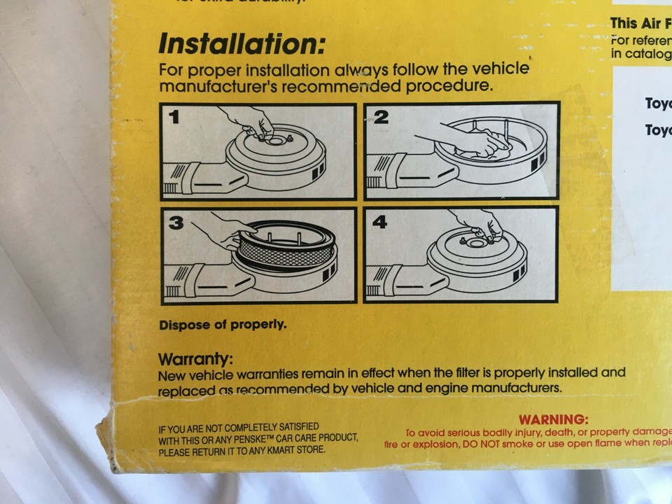 Penske Air Filter PA4939 Toyota Cars (85-92) Trucks w/ V6 Engine (88-97 ...