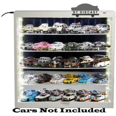 SHOWCASE 1/64 5 TIERS LED WALL MOUNT DISPLAY CASE w/ MIRROR REAR WHITE ...