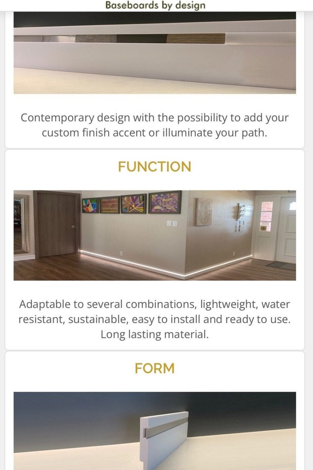 Baseboard Moldings with LED diffuser. Water resistant and wasy to ...