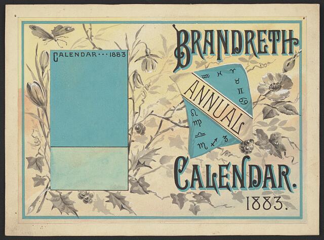 Photo:Brandreth annual calendar, 1883 | eBay