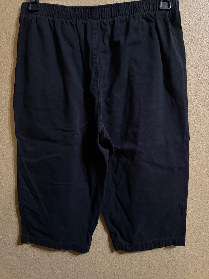 WHITE STAG COTTON SKIMMER CAPRI PANTS SZ LARGE (12-14) BLACK PULL ON ...