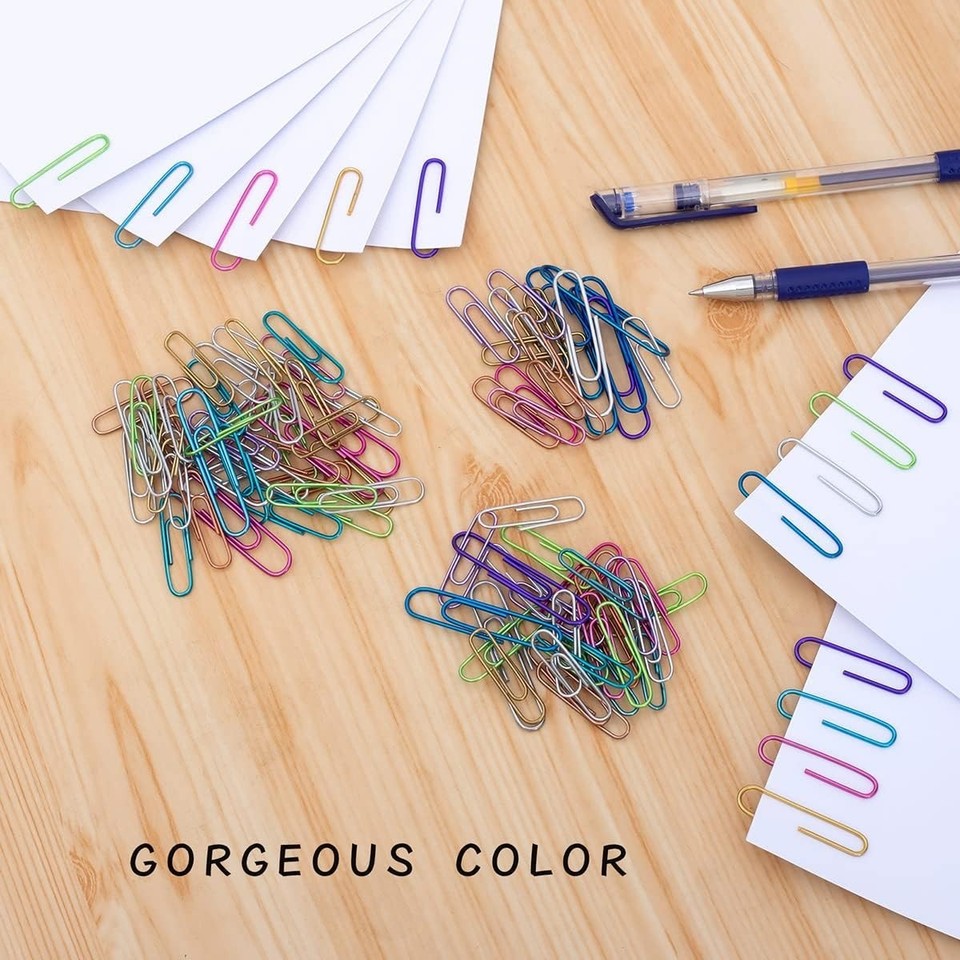 Elegant Storage of 150 Jumbo Paper Clips - 2 Inch Colored Clips for All ...