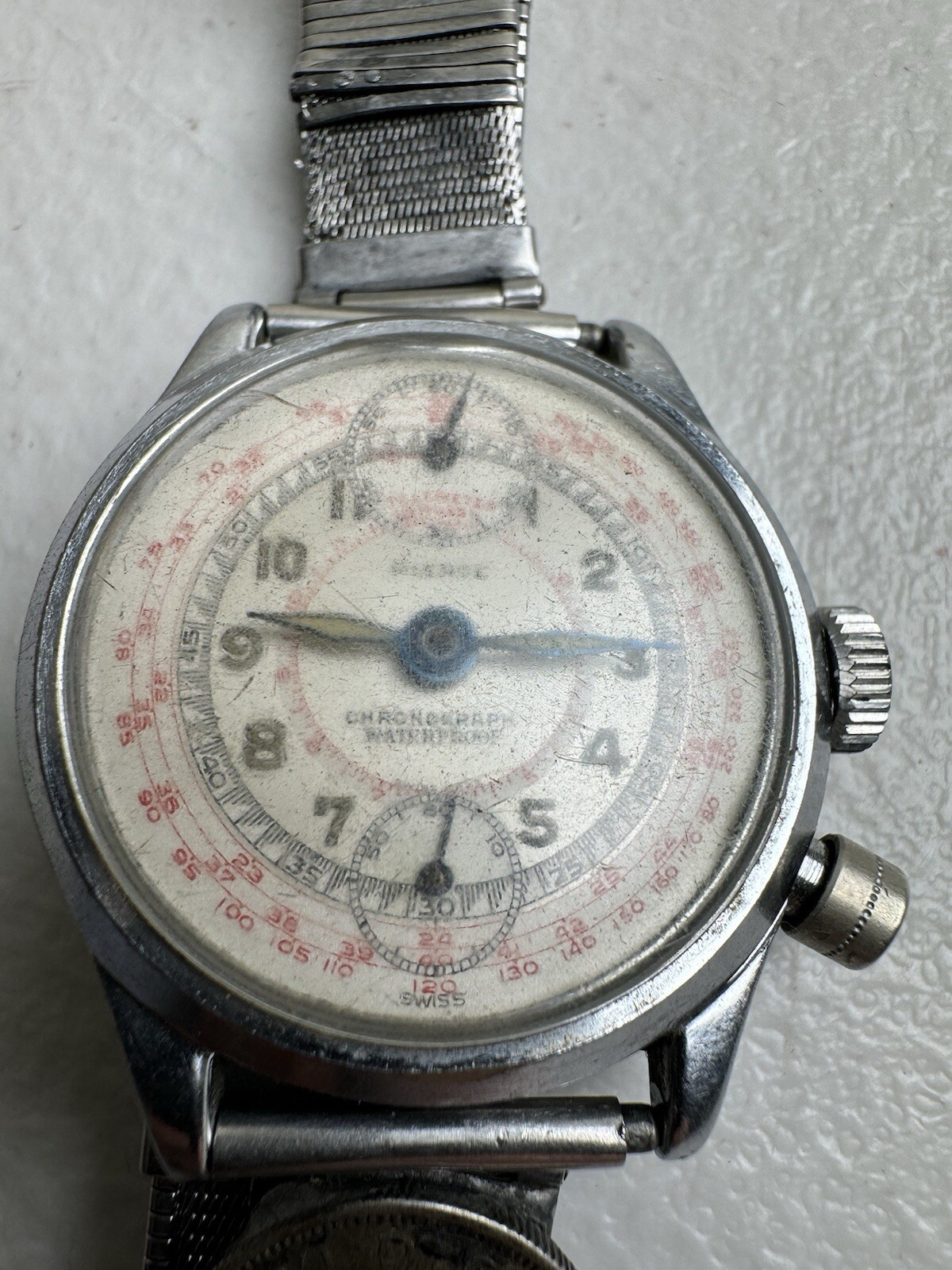 VTG PIERCE CHRONOGRAPH Military WW2 Era 1940s 2 Button Pusher Working ...