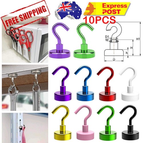 10-20pcs Strong Magnetic Hooks Hook Magnet Hanger Key Holder Kitchen ...