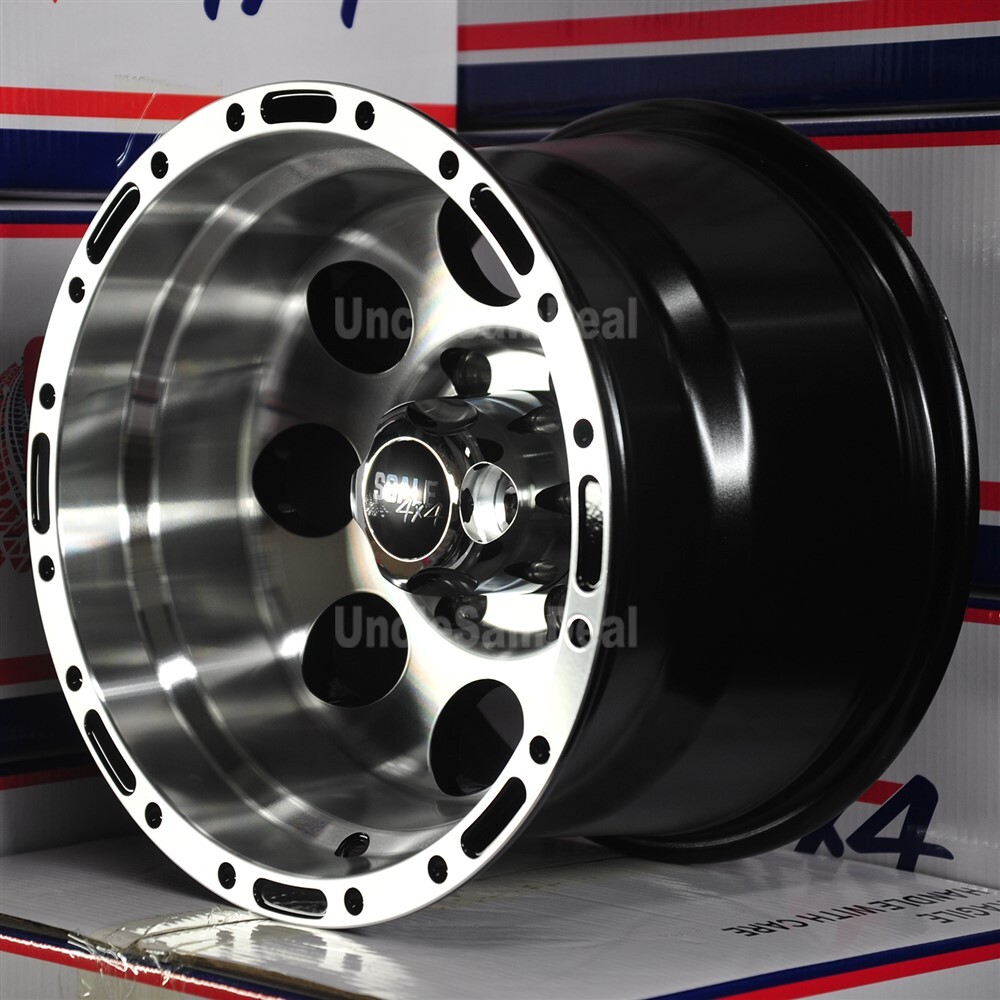15x10 6x139.7 6x5.5 -46 OFFSET SCALE 4x4 S52 MACHINE BLACK 8 HOLE TRUCK ...