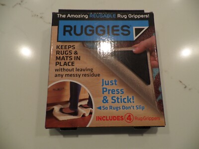 Ruggies Reusable Rug Grippers 4 Pack Stopper Pad Washable Carpet Floor ...