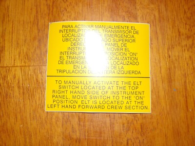 Bell 407 Helicopter ELT Español Decal 407-899-069-171 | eBay