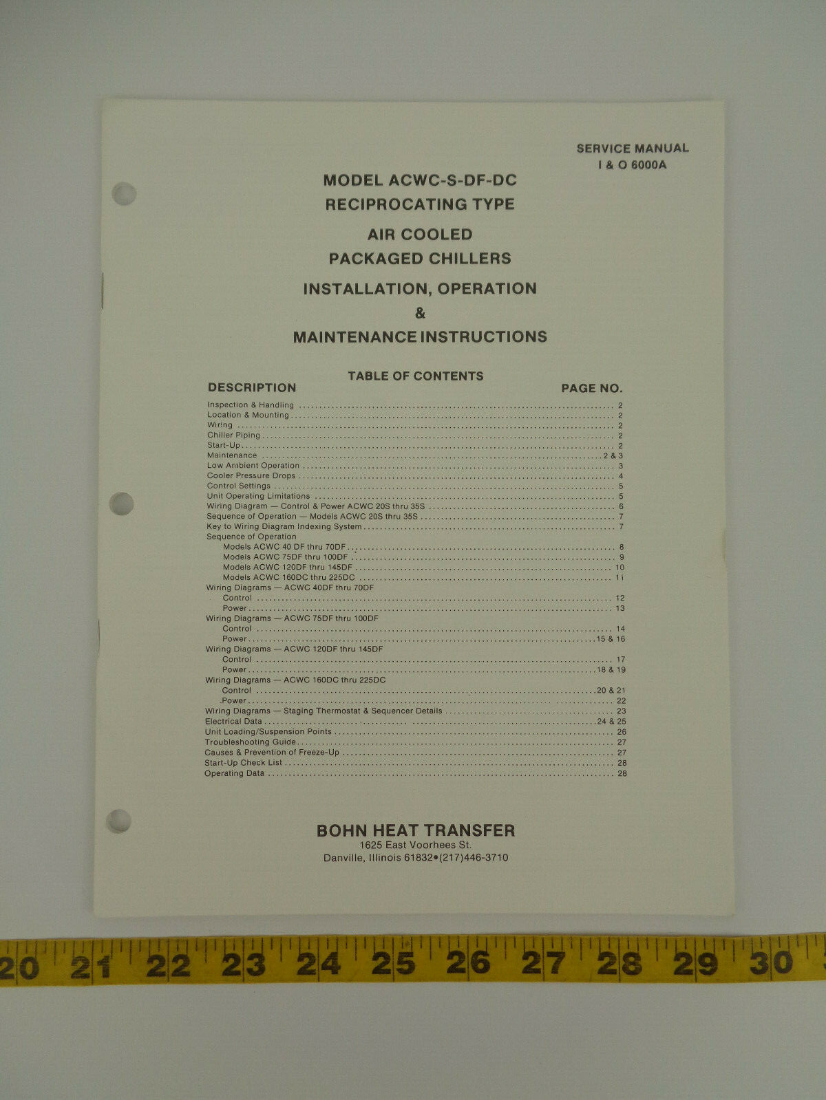BOHN Model ACWC-S-DF-DC Air Cooled Packaged Chillers Instruction Manual ...