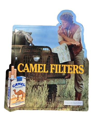 LARGE VINTAGE CAMEL FILTERS CIGARETTES ADVERTISING TIN SIGN 1985 | eBay