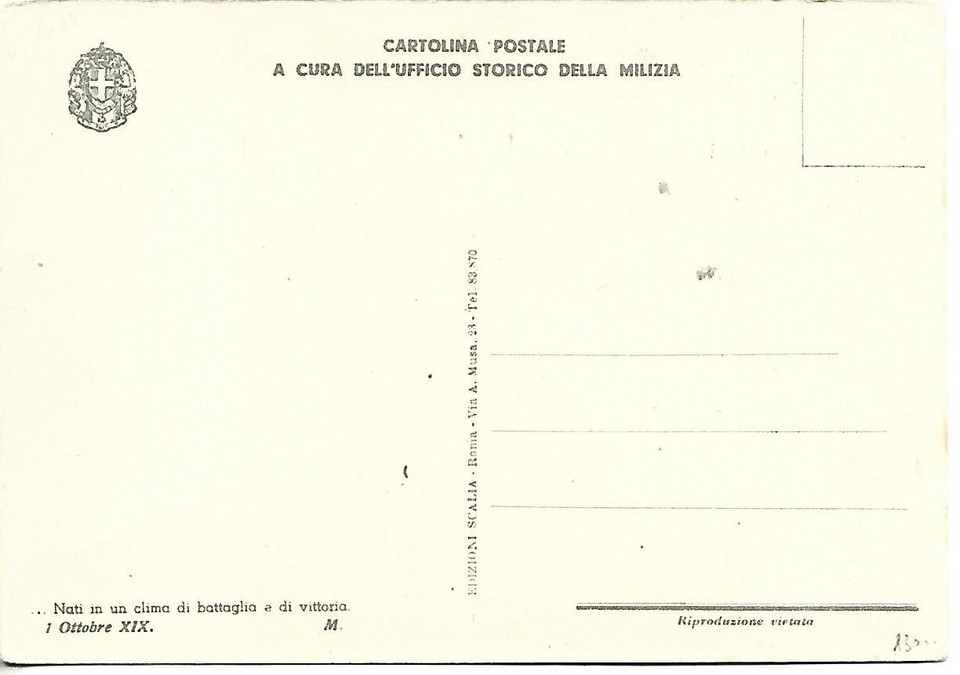 1940 ITALY FASCIST PROPAGANDA MILITIA MVSN M BATTALIONS SIGN DANIELE ...
