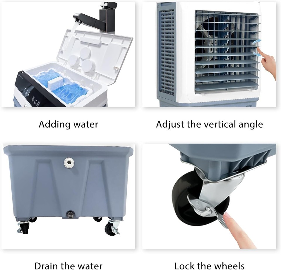 Evaporative Swamp Cooler w/ 5.3 Gallon Water Tank+Touch Screen+Remote ...