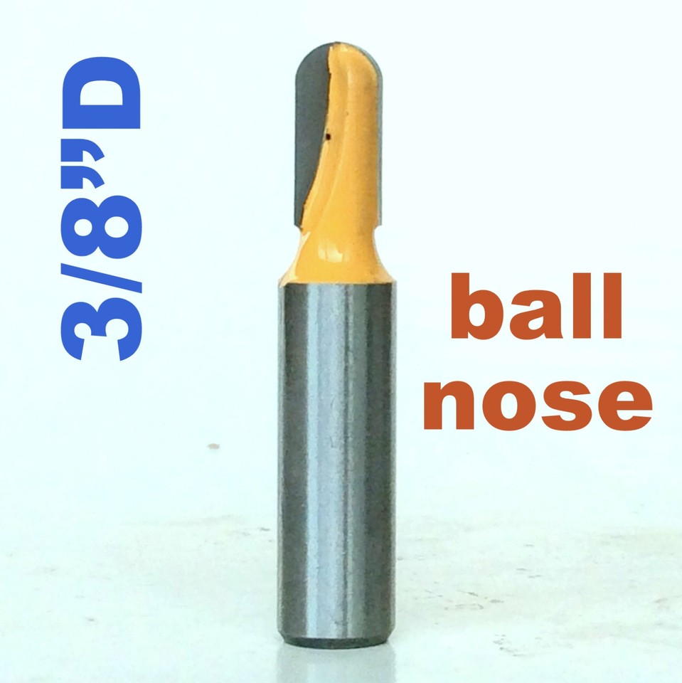 1pc 1/2" Shank 3/8" Diameter 3/4" Long Ball Round Nose Router Bit sct ...