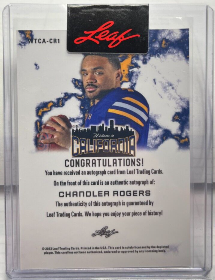 Chandler Rogers 2023 Leaf Welcome to California ARC "Go Bears ...
