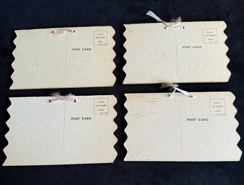 4 Vintage 1950's 3 Cent Wood Postcards Plaque Comic Illustration Humor ...