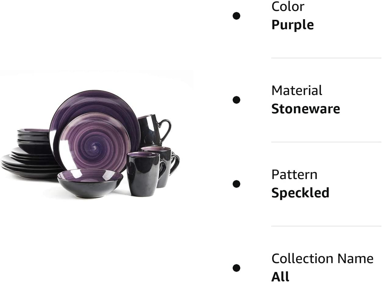 , Stoneware Sonoma 16Pc Dinnerware Set, Black + Speckled Spin Wash ...