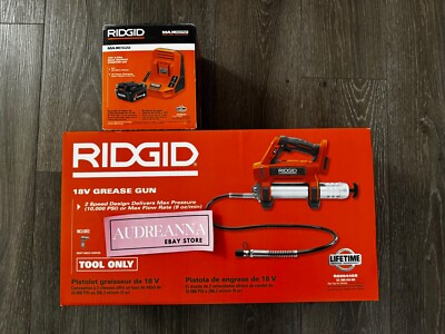 RIDGID 18V Cordless Grease Gun Kit with 4.0 Ah MAX Output Battery and ...