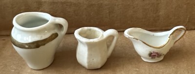 ANTIQUE Porcelain Dollhouse MINIATURE 1” Pitchers | eBay