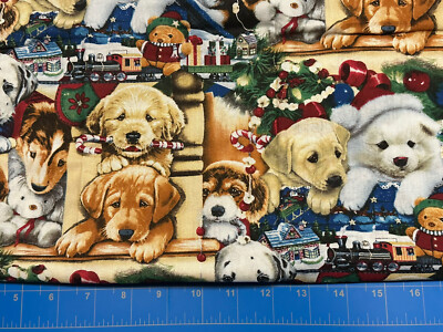 Tina Scrap Dog Puppy Lab Palmerian Christmas Snowflake FABRIC 9"x21 ...