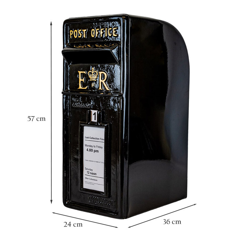 Royal Mail Cast Iron ER Post Box Pillar Red Black White Letterbox ...