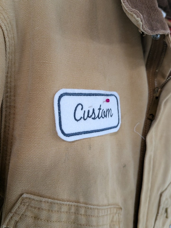 Personalised Sew-On Name Patch – White / Black Stitch – Custom Text ...