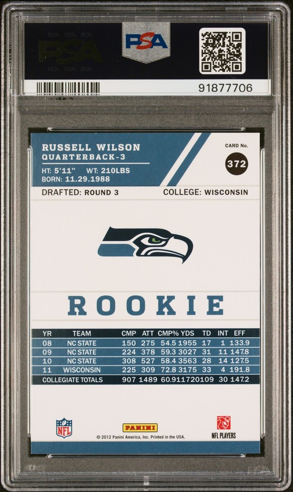 2012 PANINI SCORE #372 RUSSELL WILSON ROOKIE RC PSA 10 | eBay