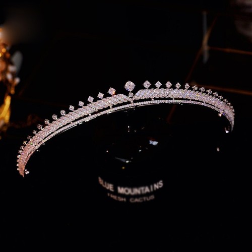 Simple Silver Cubic Zircon Bridal Tiaras Crowns Crystal Wedding Hair ...