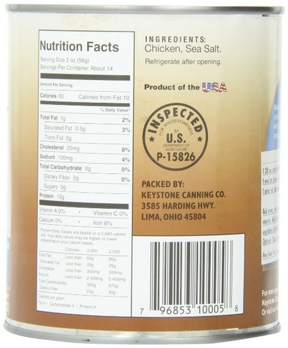 6 Pack Keystone Meat All Natural Canned Chicken, 28 Ounce Long Term ...