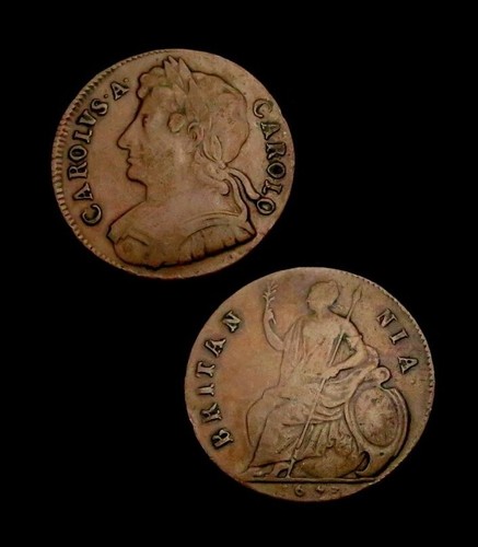 X170: 1673 Charles II "Restoration" Milled Copper Halfpenny - Peck 510 ...
