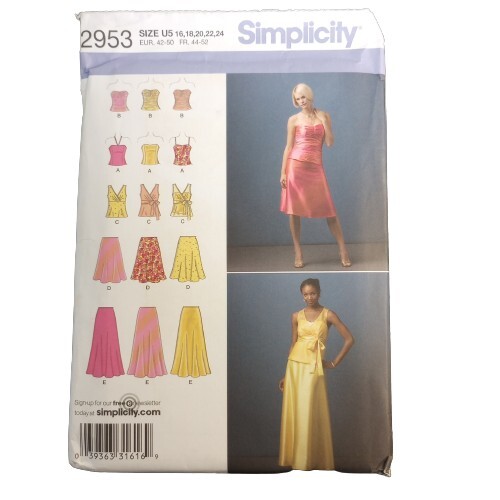 Simplicity 2953 Pattern Misses' Evening Tops and Skirts Wedding Prom U5 ...