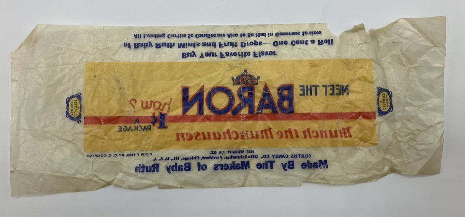 Vintage RARE Meet The Baron Munch the Munchausen "One Cent" Wrapper ...