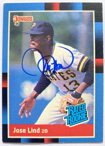 JOSE LIND RC SIGNED IP 1988 DONRUSS RATED ROOKIE #38 PITTSBURGH PIRATES ...