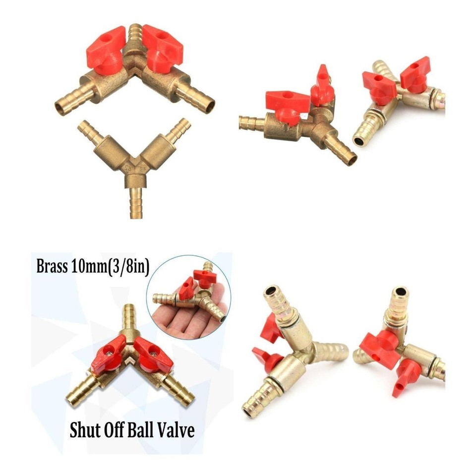 Brass Y Shut off Ball Valve for 8mm Fitting Hose Barb and Fuel Gas ...