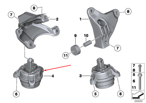 NEW BMW 7 F01 RIGHT ENGINE MOUNT 22116786528 6786528 3.0 PETROL 235KW ...