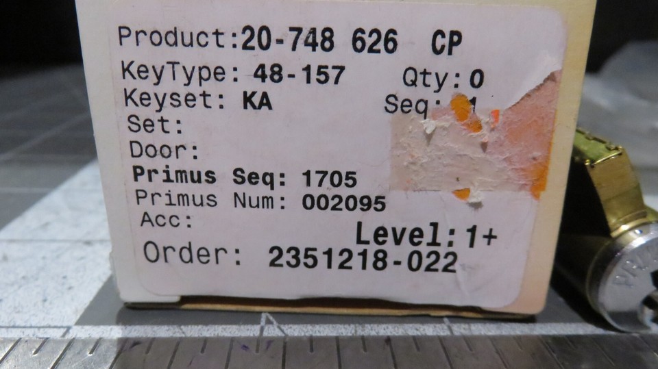 Schlage Primus Commercial Deadbolt Core Cylinder 20-748 626 CP 20-748 ...