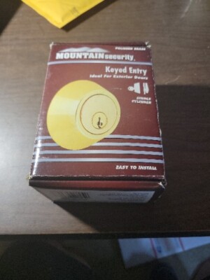 Mountain Security Deadbolt Easy Install Keyed Entry Polished Brass 3501 ...