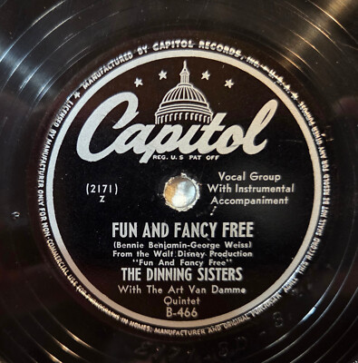 DINNING SISTERS • ART VAN DAMME Fancy Free Mimi Orig '47 CAPITOL Jazz ...
