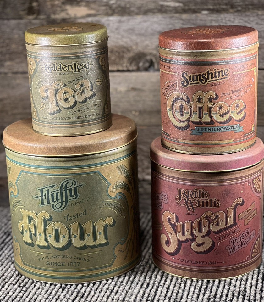 Vintage Fluffy Brand Ballonoff Canister Set Flour Tea Sugar Coffee ...