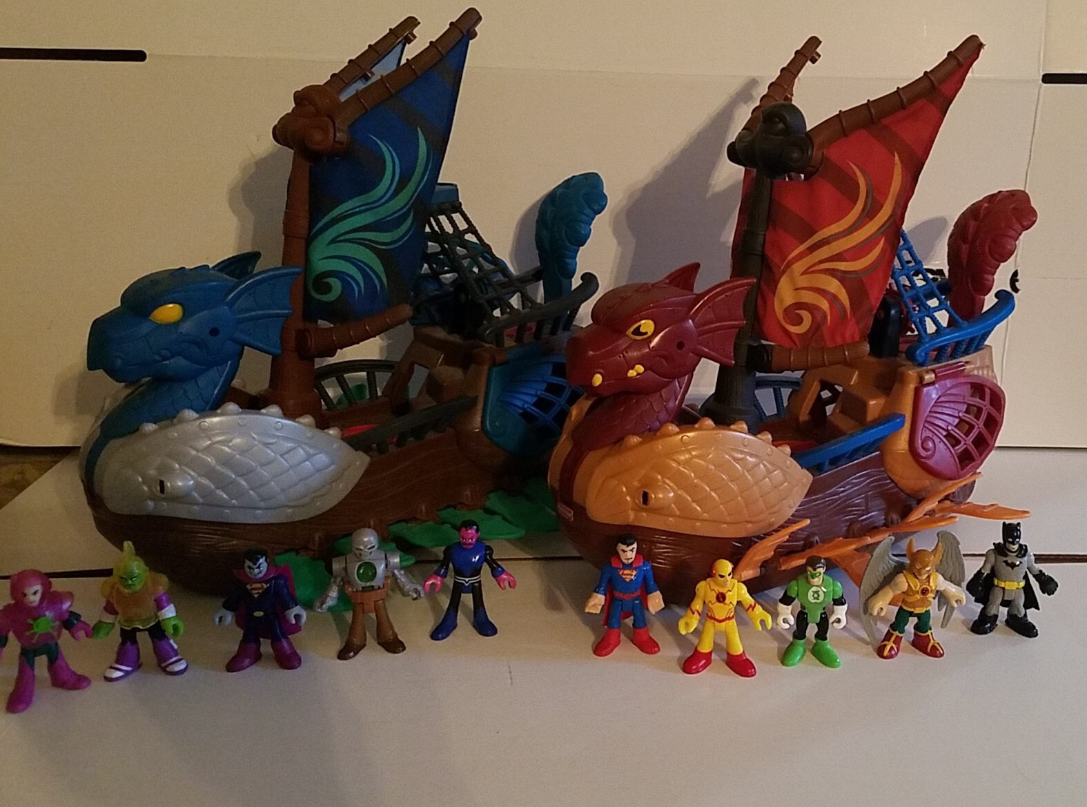 Lot of 2 Fisher Price Imaginext Blue Red DRAGON SERPENT Ships with 10 ...