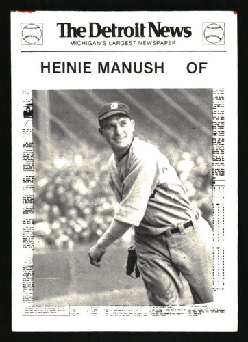 1981 Detroit News Detroit Tigers #82c Heinie Manush White border | eBay