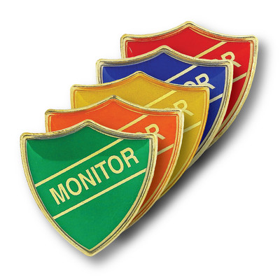 Monitor Shield School Badges Red, Green, Blue, Yellow, Orange | eBay UK