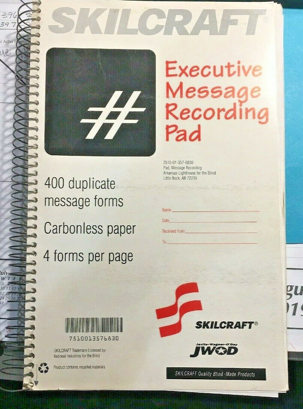 Skilcraft Carbonless Executive Message recording pad messaging pad | eBay